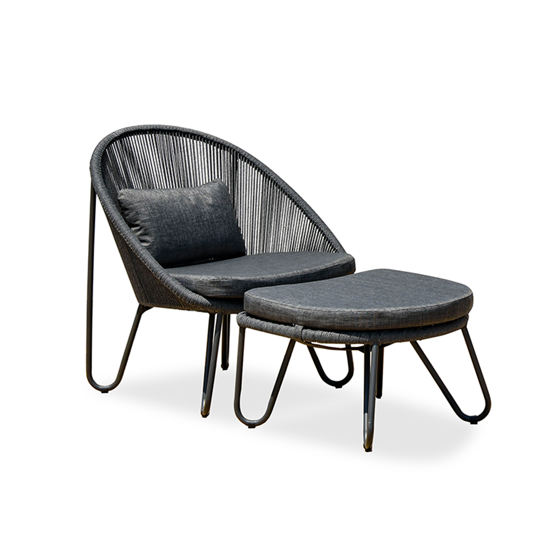 Lagos Lounge Chair + Ottoman - Grey – Outdoor Connections